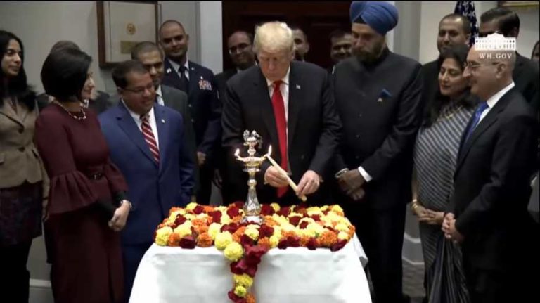 Trump Hosts Ceremonial Lighting at White House Celebrating Diwali, the ...
