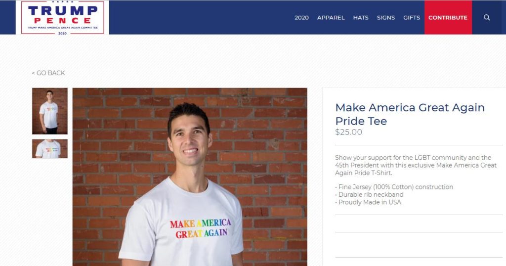 Trump Official Site Selling Pride T-Shirt, Hat to 'Show Your Support ...